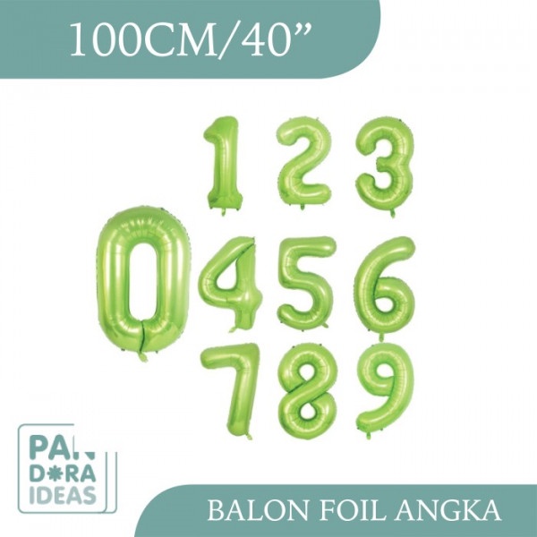Jual Balon Foil Angka Besar Lime Green 100cm / Balon Angka Jumbo 100cm ...