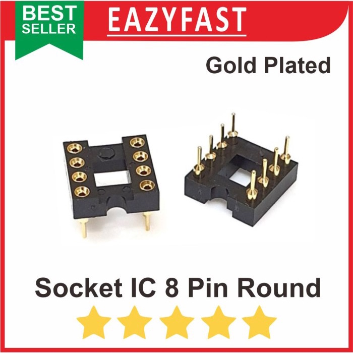 Jual Socket IC 8P 8 P Pin Kaki DIP Round Swiss Gold Soket Dudukan ...