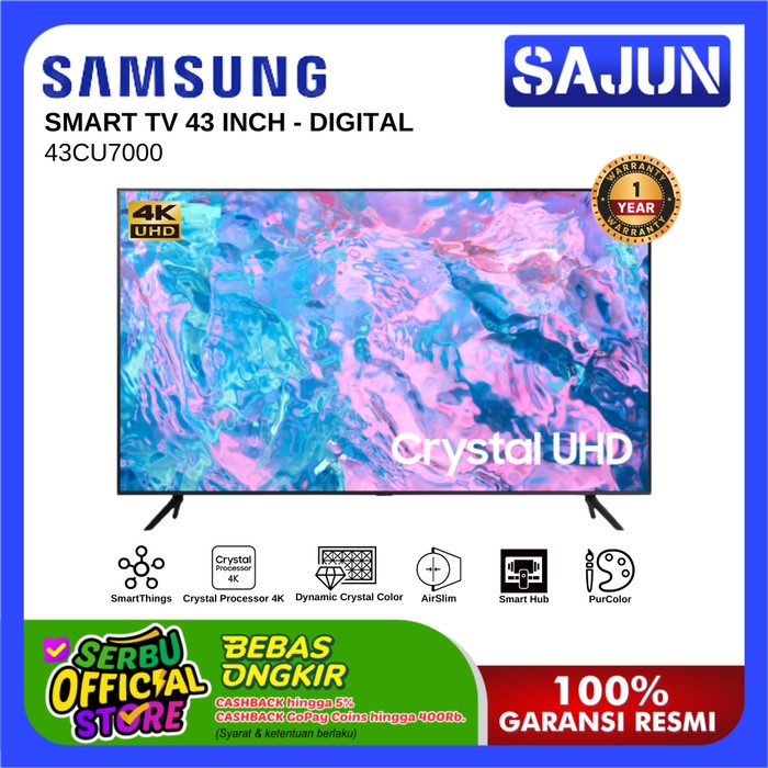 Jual Samsung 43CU7000 Crystal 4K UHD SMART TV 43 Inch UA43CU7000KXXD ...