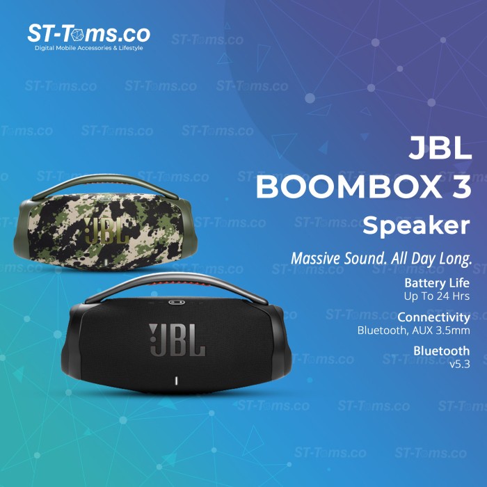 Jual JBL Boombox 3 Boom Box 3 Portable Bluetooth Speaker Massive Sound ...