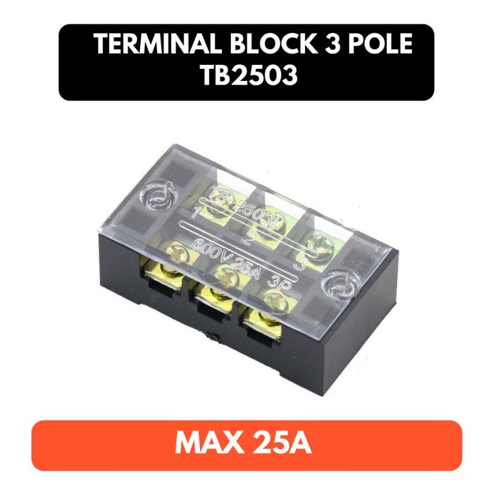 Jual Terminal Block TB2503 TB-2503 3Pole 3P 3 P 25A Blok Panel Mounted | Shopee Indonesia