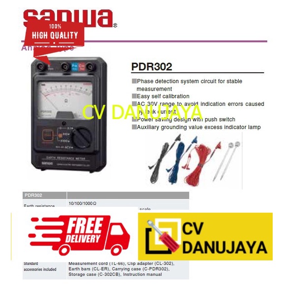 Jual Earth Tester Analog type SANWA PDR302 | Shopee Indonesia