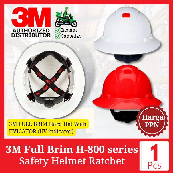 Jual Helm Safety Proyek 3M Full Brim Ratchet H-800 Series (Varian Warna ...