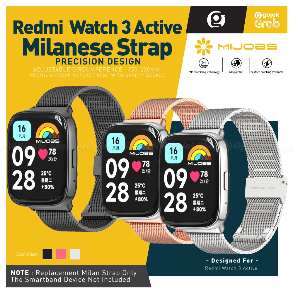 Jual MIJOBS Milan Stainless Steel Strap for Redmi Watch 3 ACTIVE (Tali ...