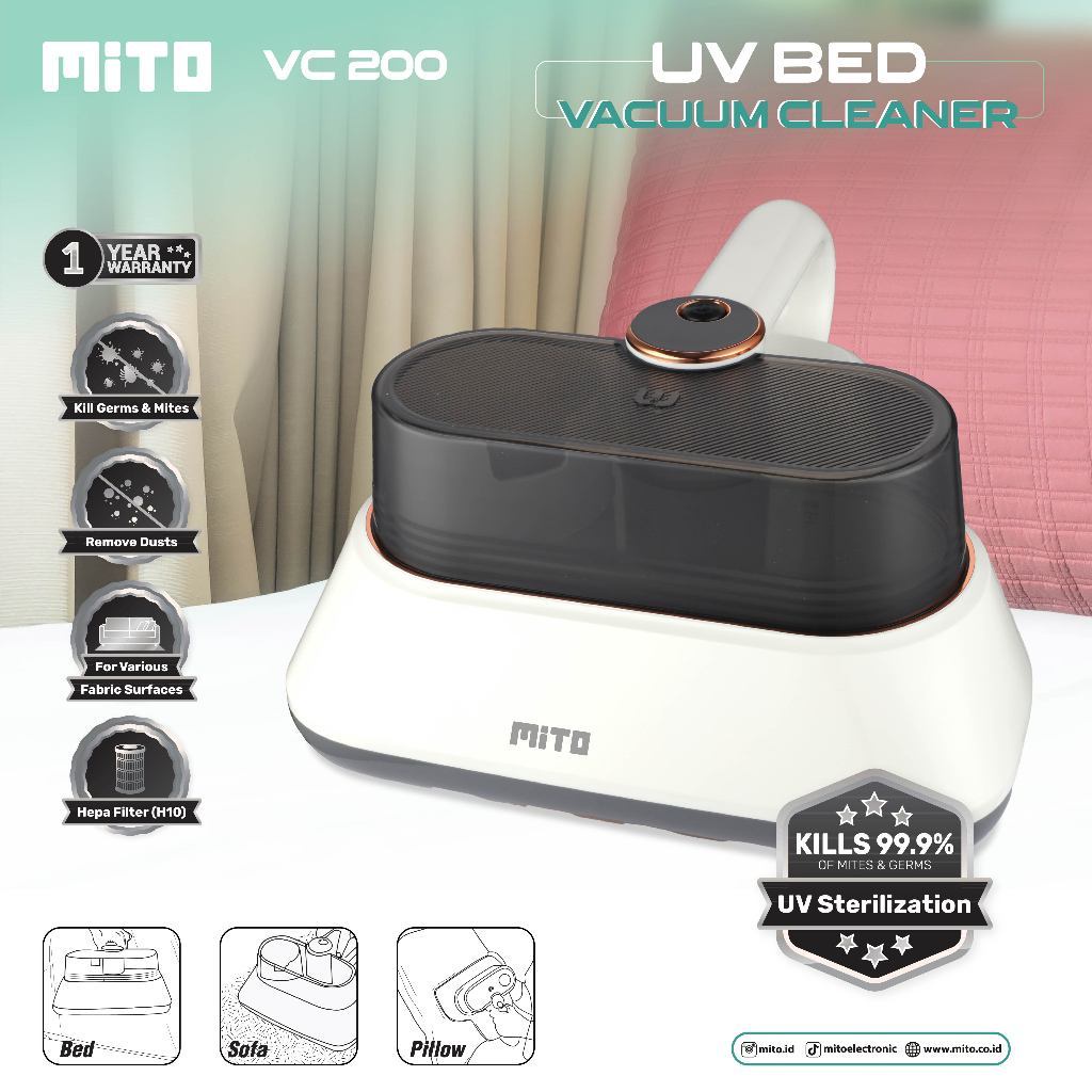 Jual Mito VC 200 VC200 VC-200 UV Bed Vacuum Cleaner 350Watt | Shopee ...