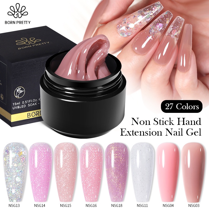 Jual BORN PRETTY Non Stick Hand Solid Extension Nail Gel Clear Nude ...