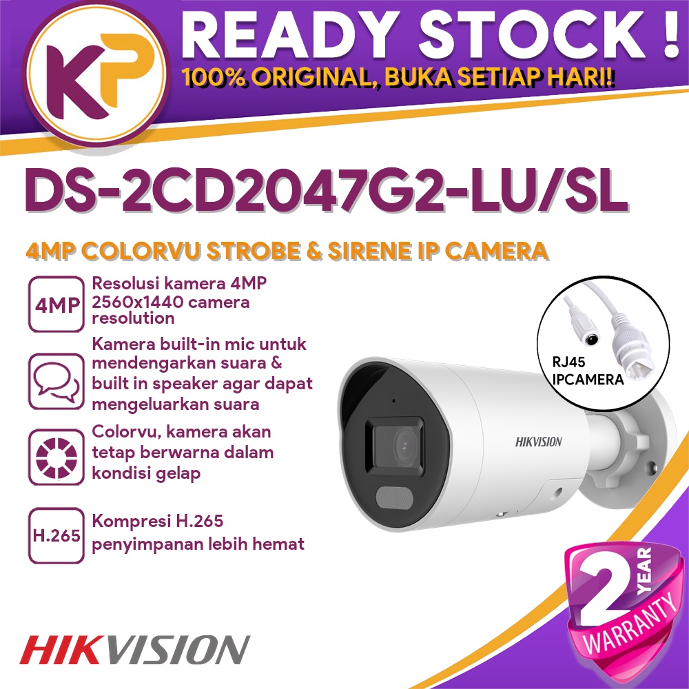 Jual HIKVISION DS-2CD2047G2-LU/SL 4MP COLORVU STROBE & SIRENE IP CAMERA | Shopee Indonesia