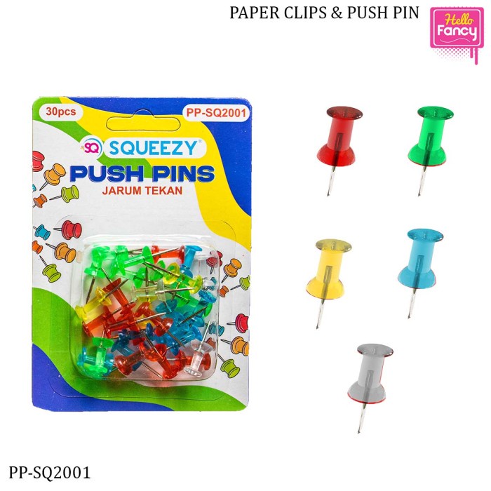 Jual SQUEEZY Push Pin / Jarum Tekan / Paku Pin Warna Warni PP-SQ2001 ...