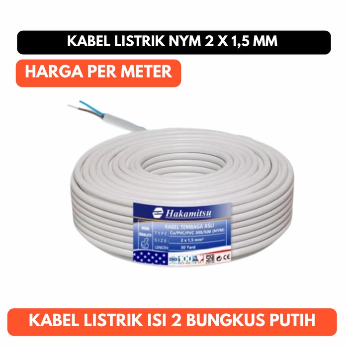 Jual Kabel Engkel Tunggal Isi 2 Listrik NYM Ukuran 1,5mm 1.5mm Tembaga SNI | Shopee Indonesia