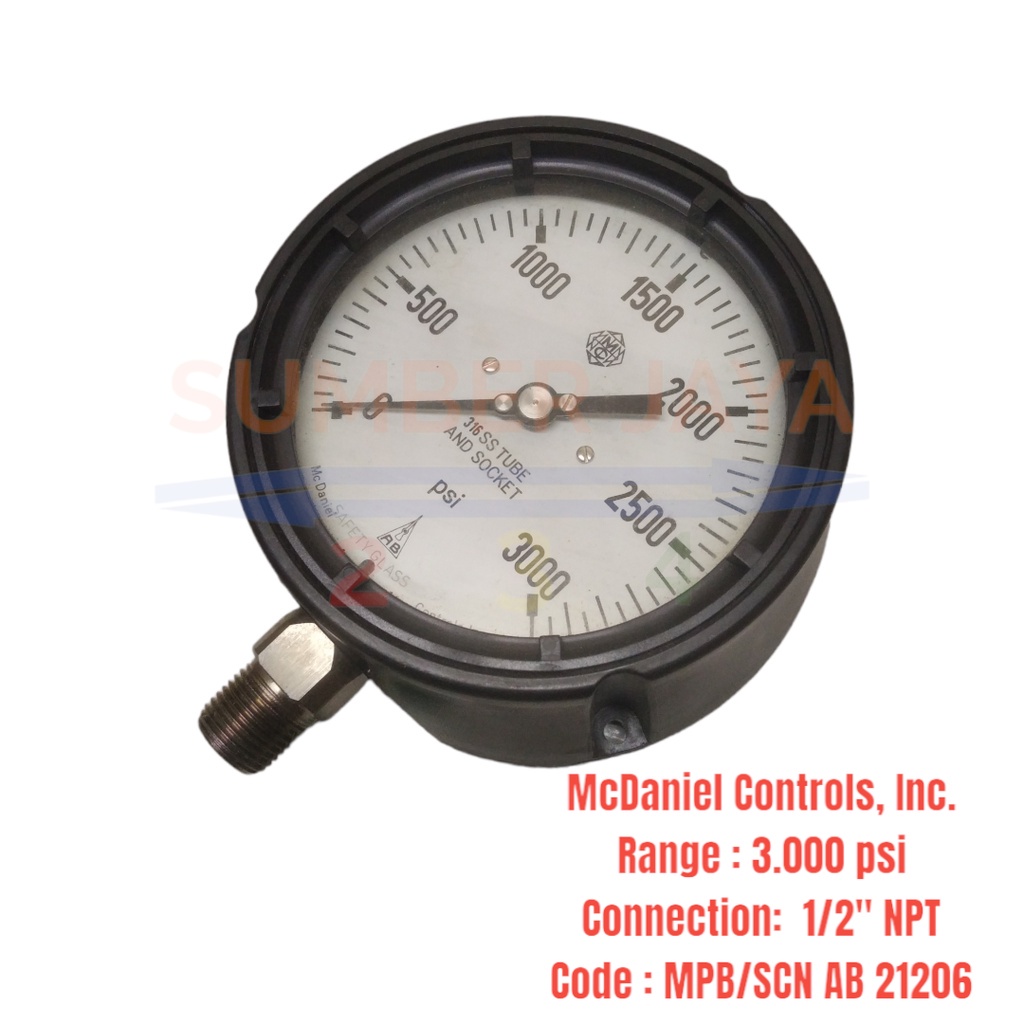 Jual Pressure Gauge McDaniel Controls Inc 4 inch 3000 psi 316SS AND ...