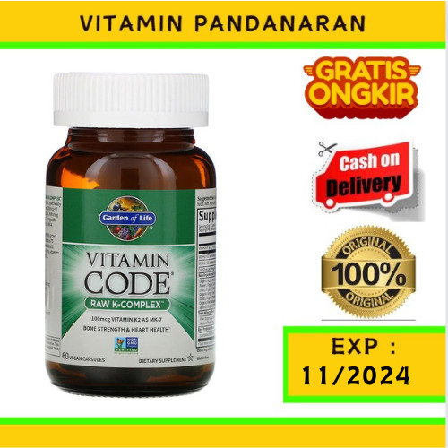 Jual Suplemen Vitamin K K1 K2 MK7 Tulang Jantung Multivitamin Garden of Life Code Raw K Complex ...