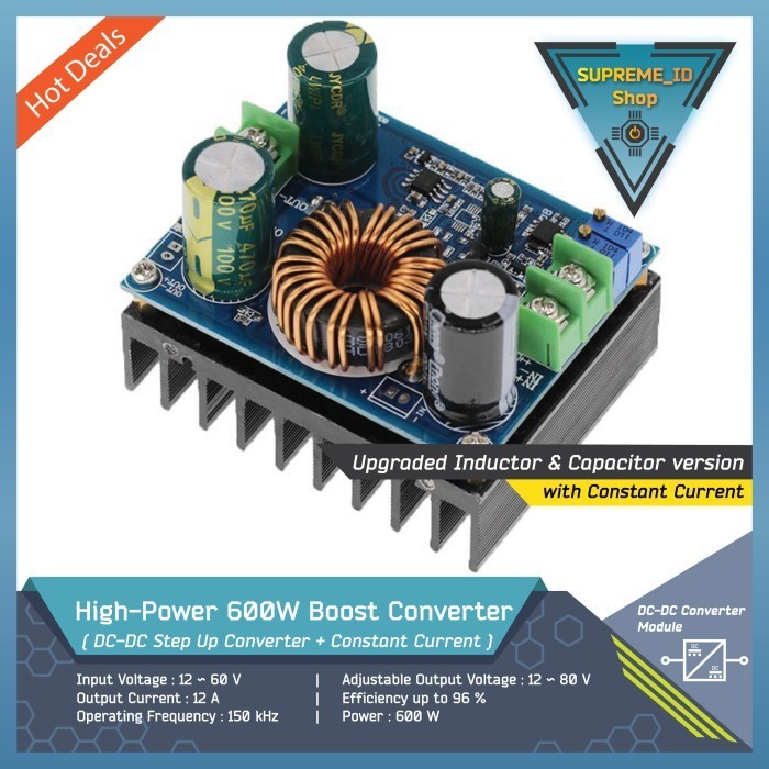 Jual 600W High Power DC-DC Step Up Boost Converter + Constant Current | 12A | Shopee Indonesia