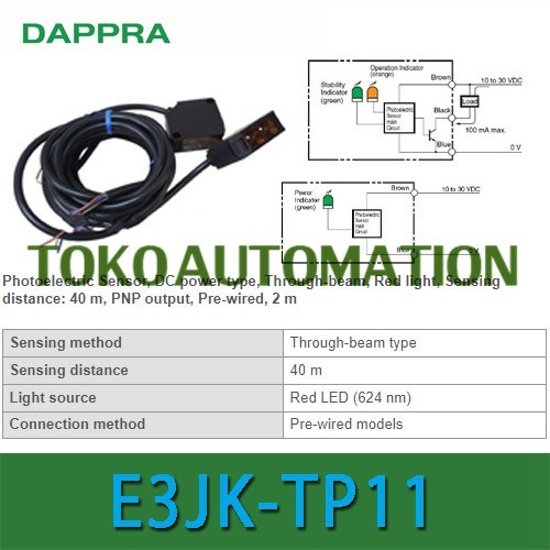Jual LS99 E3JK-TP11 40M PNP DC Through-beam Photoelectric Sensor OH18 ...