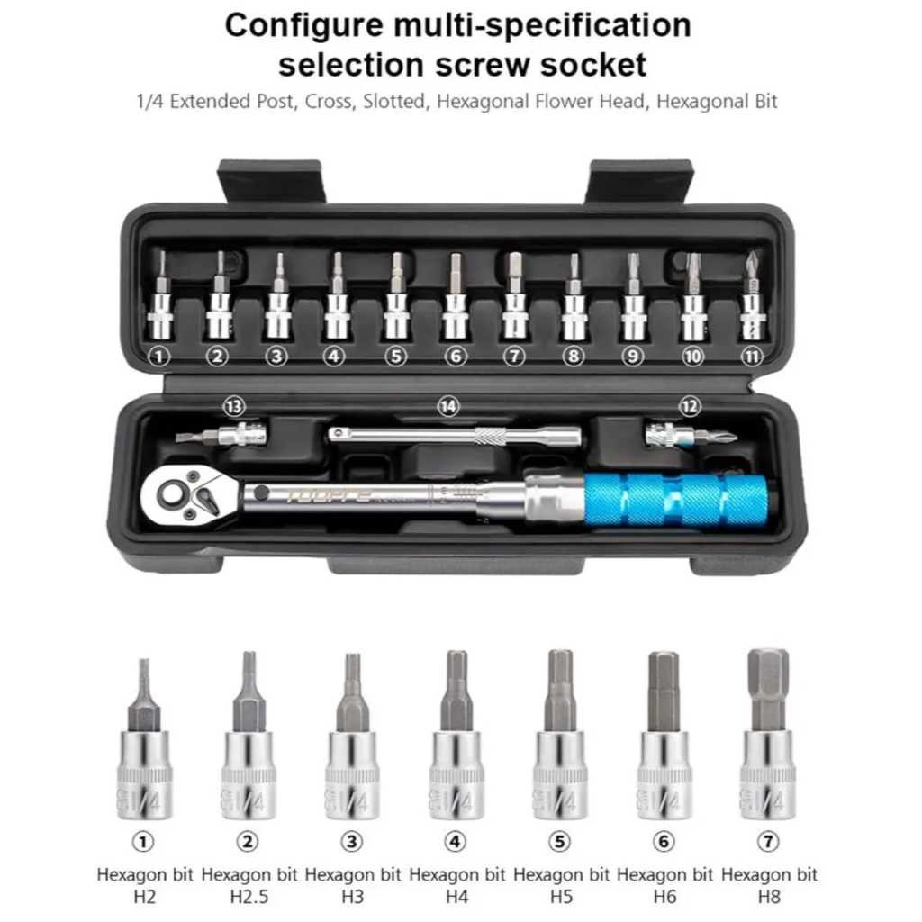 Jual TOOPRE Kunci Alat Torsi Sepeda Premium Torque Wrench Toolset ...
