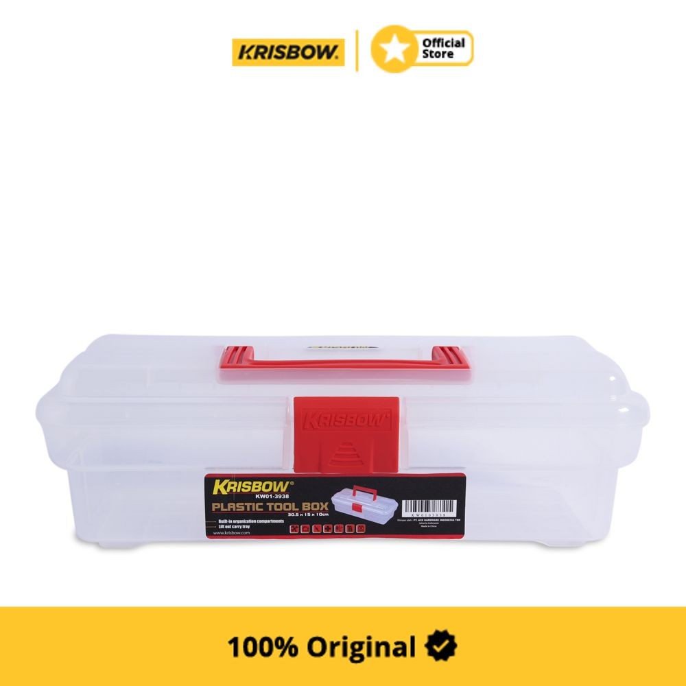 Jual Krisbow Tool Box Kotak Perkakas Plastik 30.5x15x10 cm - Merah ...