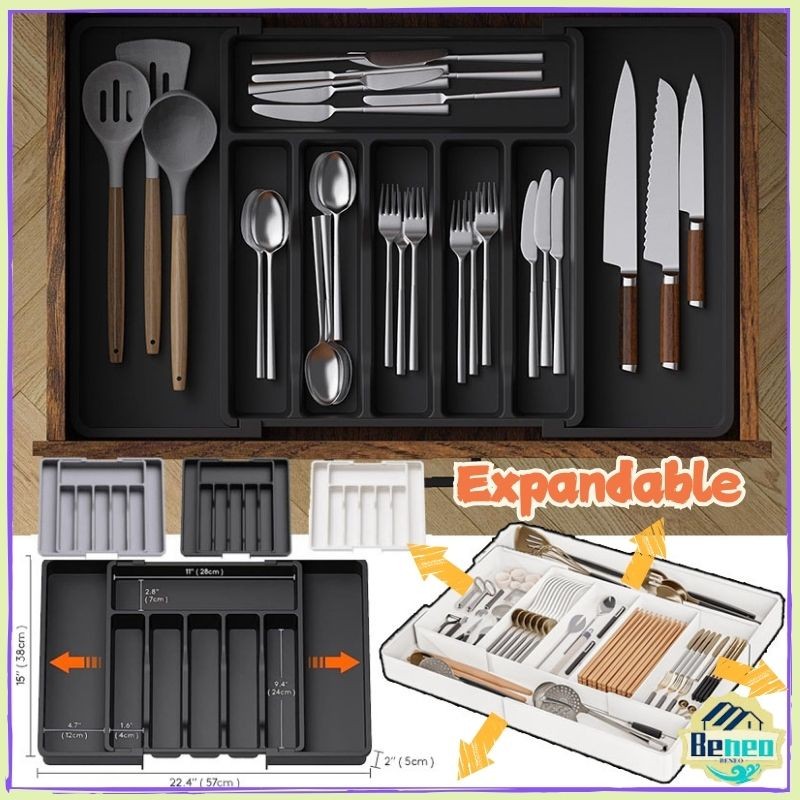 Jual Expandable Rak Laci Sendok Alat Makan Extendable Drawer Organizer ...