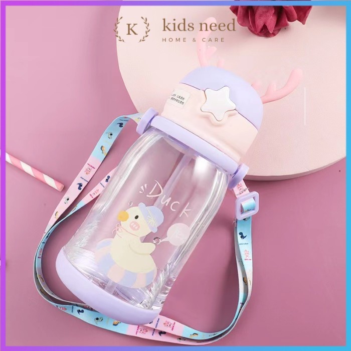 Jual LARIS -Botol Minum Anak Tanduk Rusa Tali Sedotan Lucu BPA FREE 600ml - duck | Shopee Indonesia