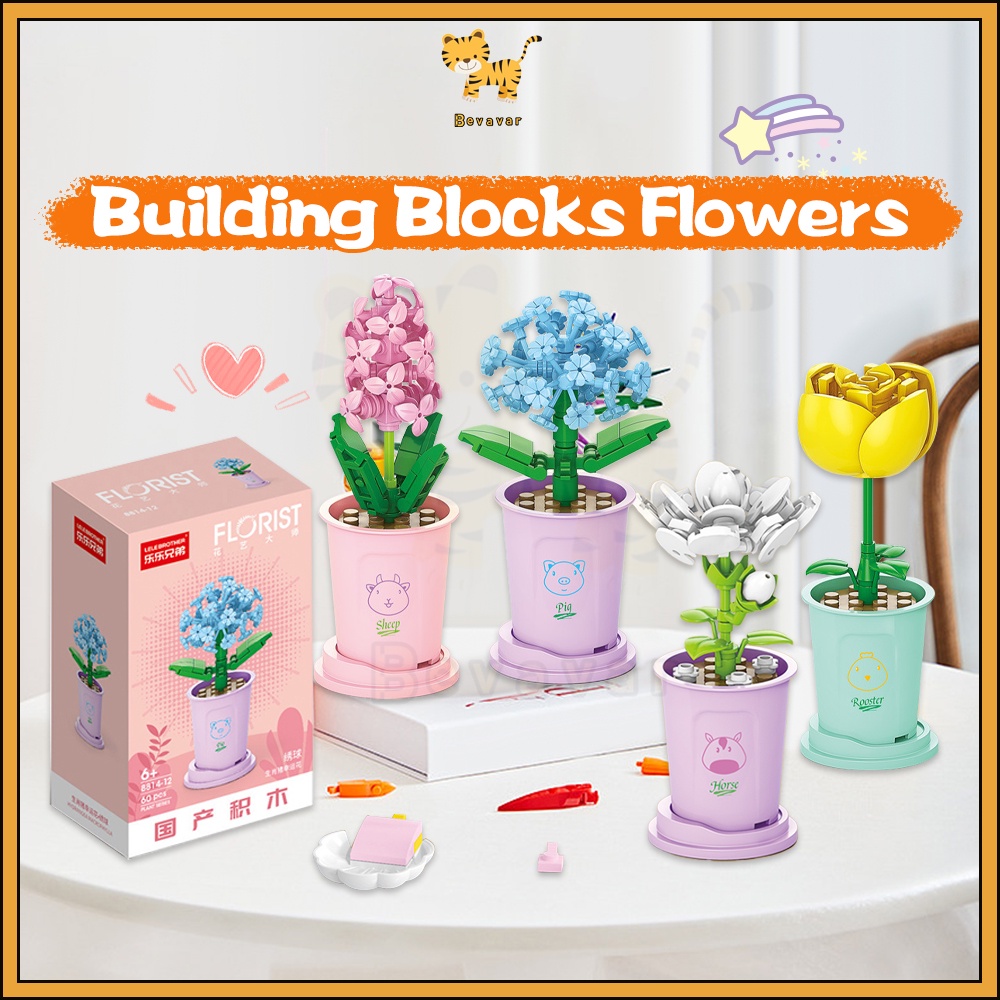 Jual ID Bevavar Mainan Brick Balok Mainan Balok DIY Flower Bunga Nano ...