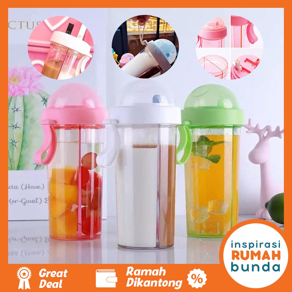 Jual Botol Minum Sedotan Botol Travel Dua Sisi Couple Duet 2 in 1 600ML ...