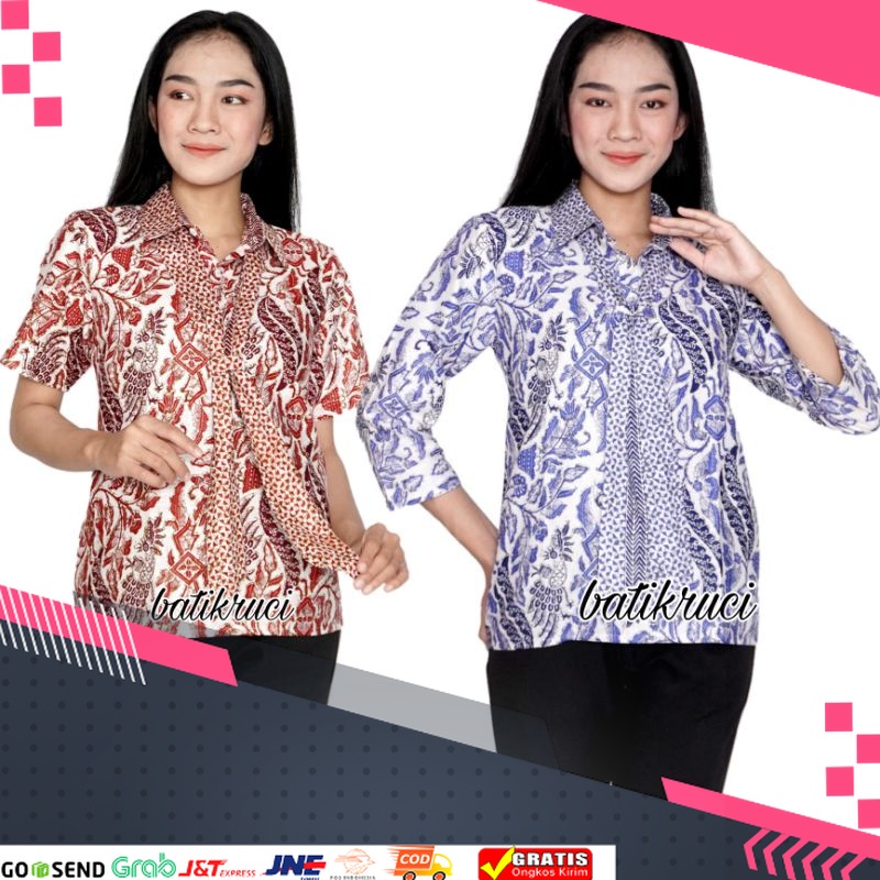 Jual TREND BATIK MASA KINI DESAIN BARU HARGA MURAH /Blouse batik wanita ...