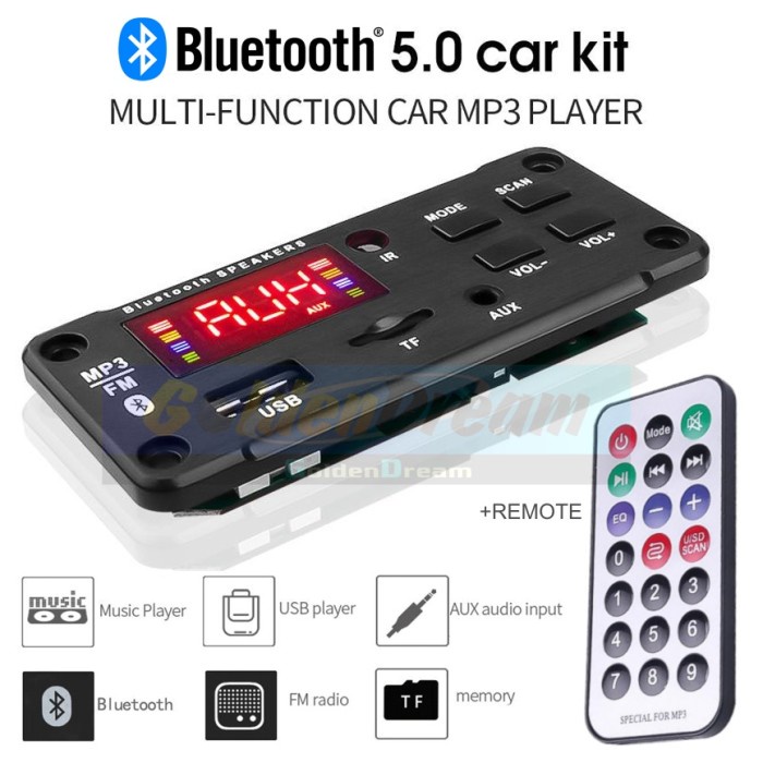 Jual Audio HIFI Bluetooth 5.0 USB SD MP3 Player Remote Control Car Kit ...