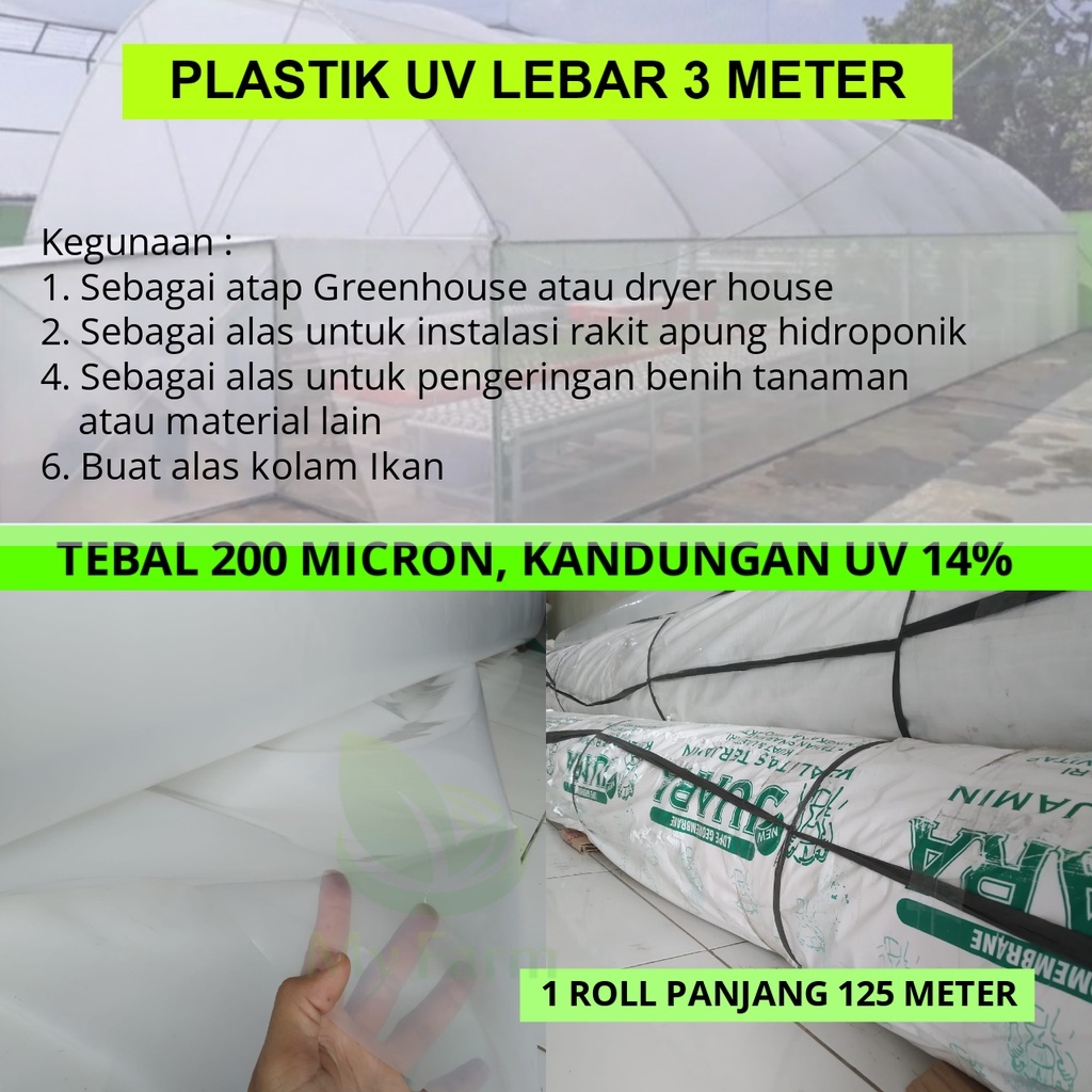 Jual Plastik Uv Ultra Violet Lebar 3 Meter Ketebalan 200 Micron Untuk Atap Tanaman Greenhouse ...