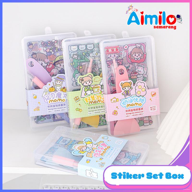 Jual Aimilo Sticker Set Storage Box Kit Paket Kotak Sticker isi 16 ...