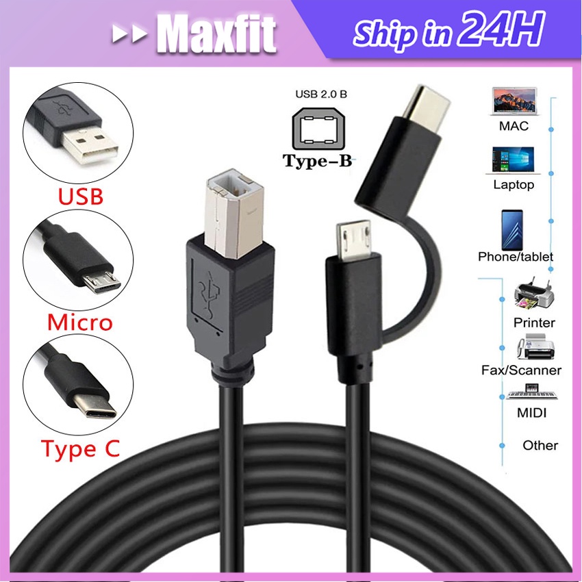 Jual Kabel USB Printer Kabel Type C Male To Printer Usb B 2.0 / Micro ...