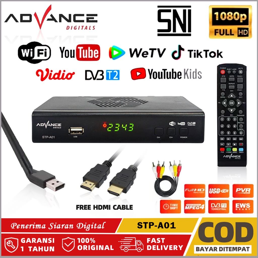 Jual 【Garansi 12 bulan】ADVANCE Set Top Box TV Digital Penerima Siaran ...