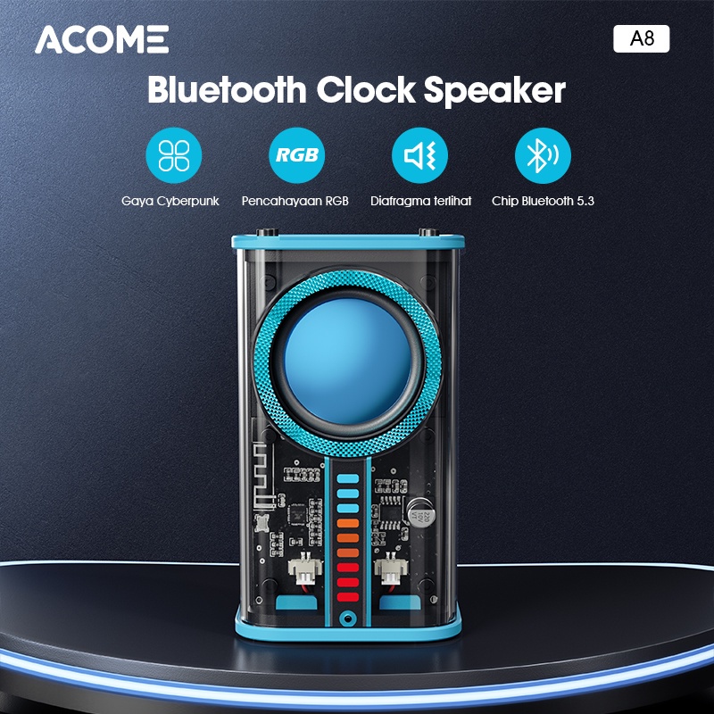 Jual Acome A8 Speaker Bluetooth Portable 5.3 Transparant Super Bass TWS ...