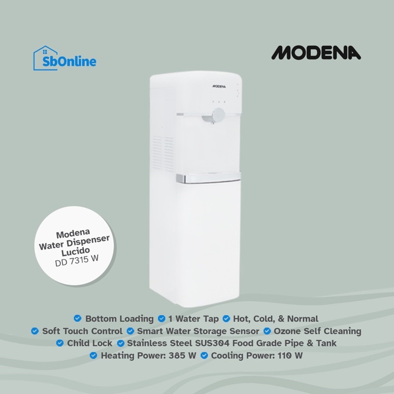 Jual Dispenser Modena LUCIDO - DD 7315 W Galon Bawah Putih | Shopee ...