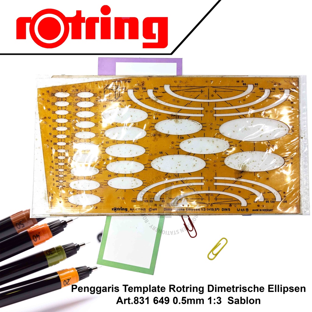 Jual Rotring Penggaris Template / Sablon Dimetrische Ellipsen Art.831 ...