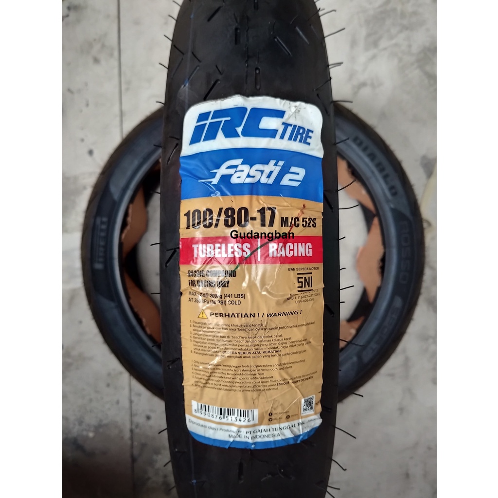 Jual IRC Fasti 2 100 80 17 Ban luar motor soft compoud Tubeless Free ...