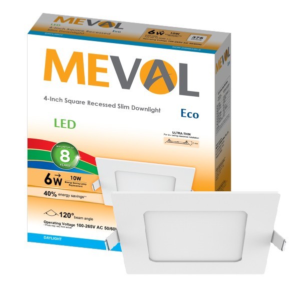 Jual Meval ER2-06A LED High Power Downlight ECO 4" 6W Square Putih ...