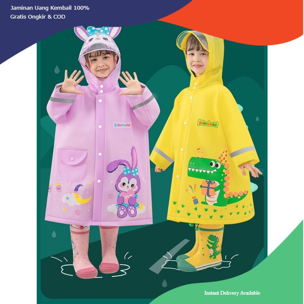 Jual Jas Hujan Terusan Anak Raincoat Mantol Karakter Mantel Lucu Tas ...