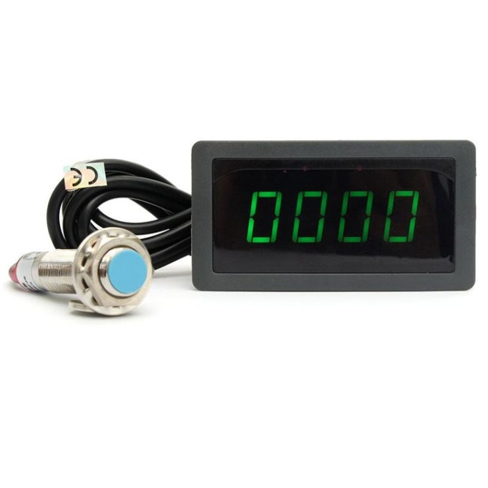 Jual 4 Digital Green Led Tachometer Rpm Speed Meter + Proximity Sensor ...