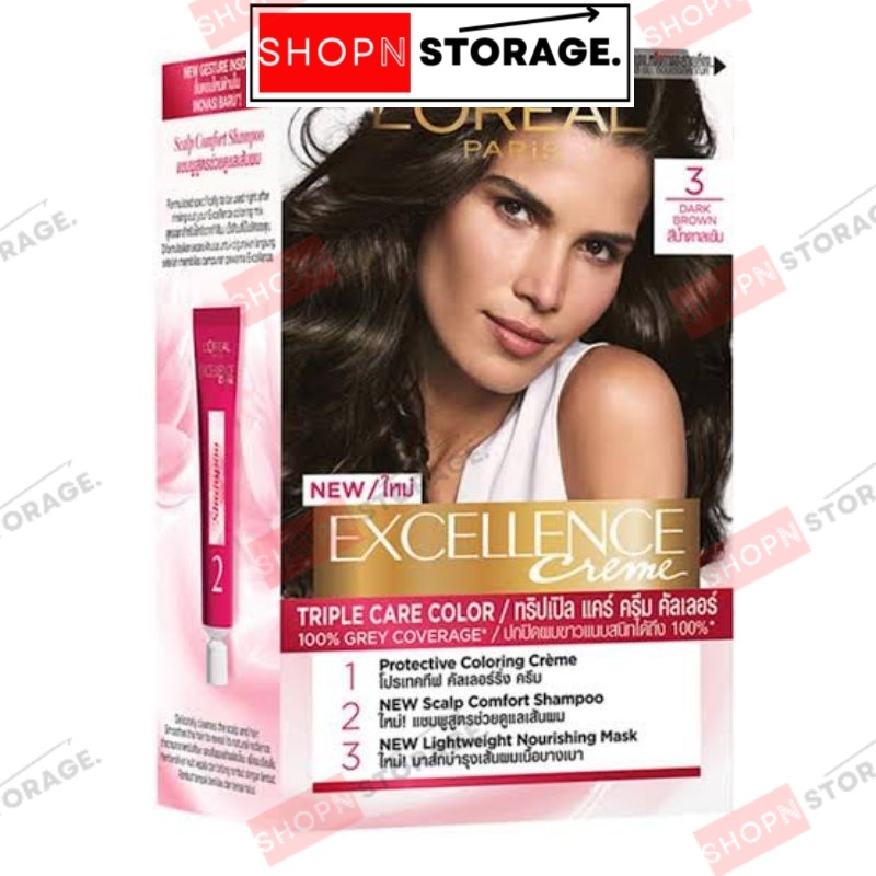 Jual L'Oreal Excellence Creme Triple Care Hair Color (3-Dark Brown ...