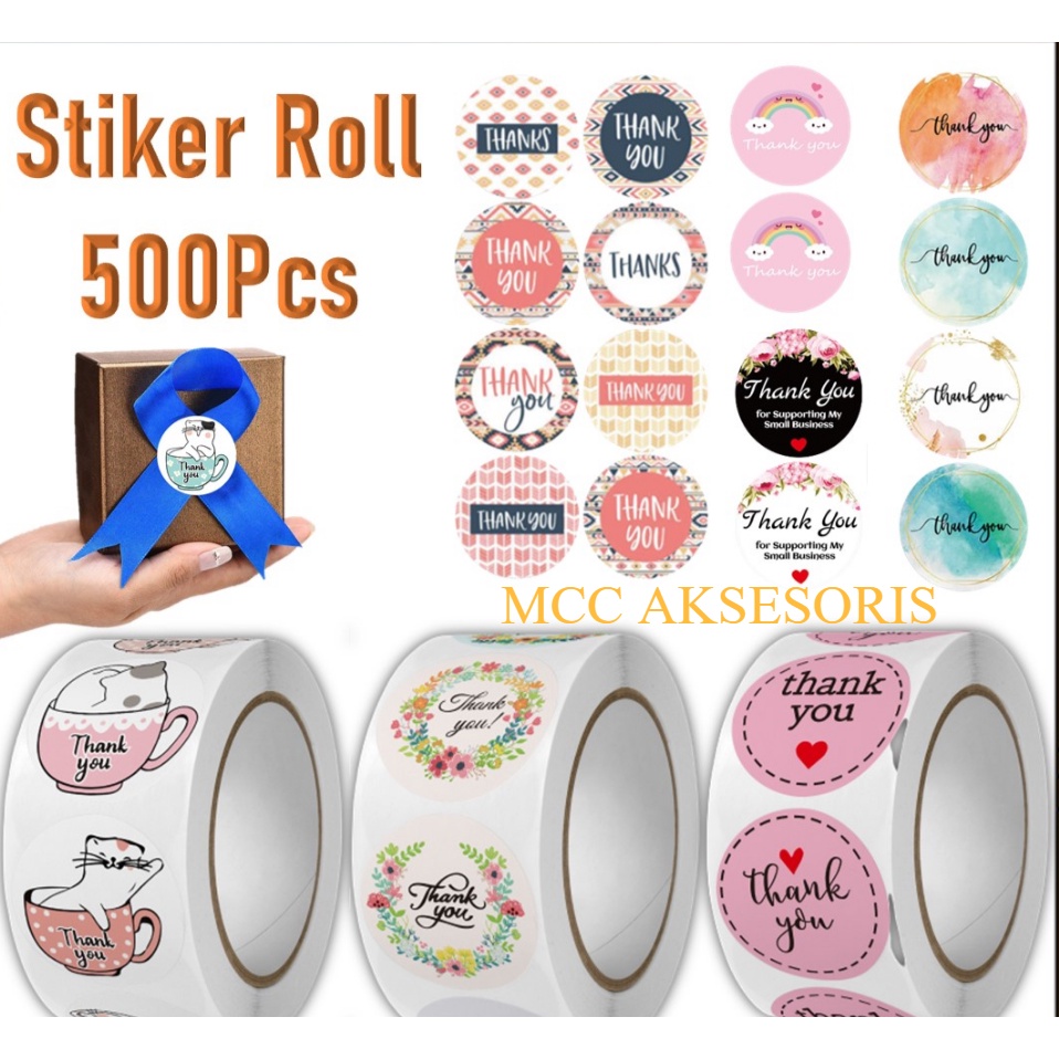 Jual MCC Sticker Thank You Roll Isi 500 Pcs Stiker Terima Kasih Warna ...