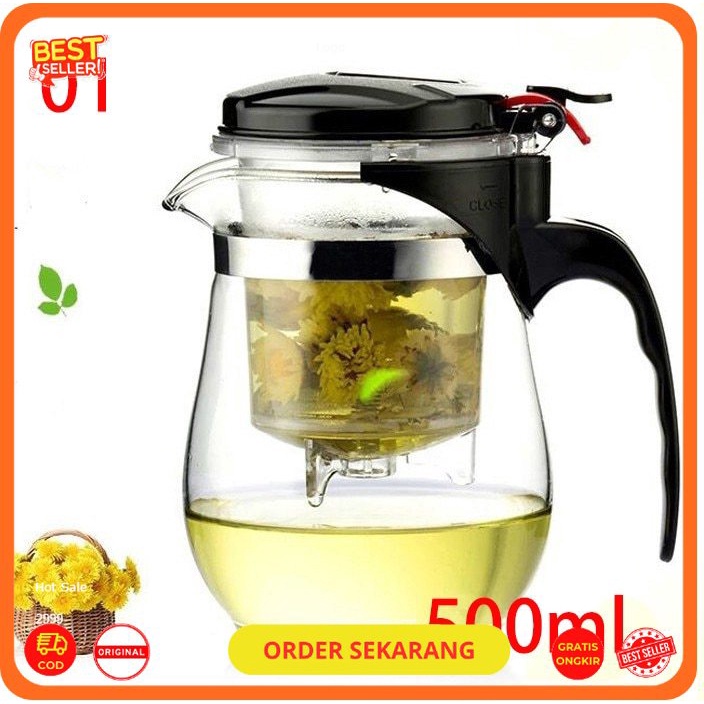 Jual One Two Cups Teko Memiliki penyaring Bahan Kaca Teh Kopi Pitcher Borosilikat dengan ...