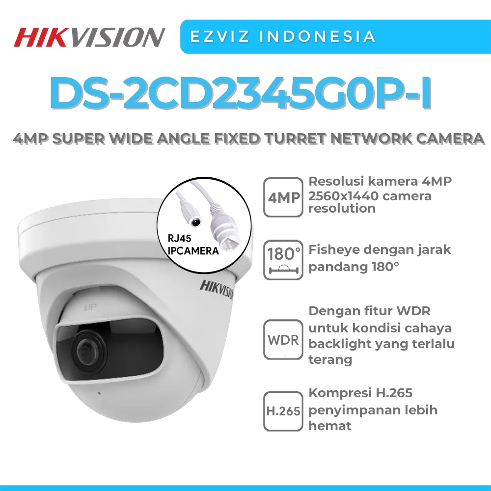 Jual HIKVISION DS-2CD2345G0P-I 4MP SUPER WIDE ANGLE FIXED TURRET IP CAMERA | Shopee Indonesia