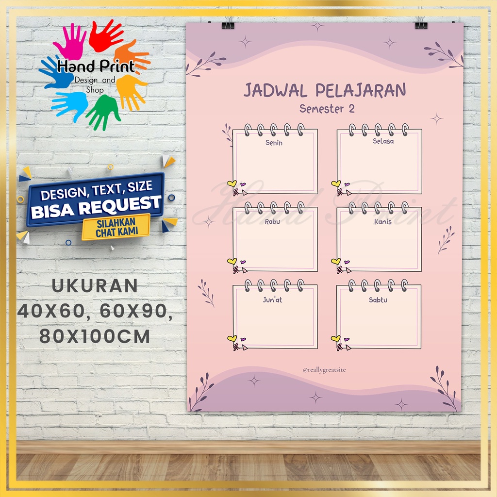 Jual Cetak SPANDUK / BANNER MMT Jadwal Pelajaran Jadwal Piket Kelas ...