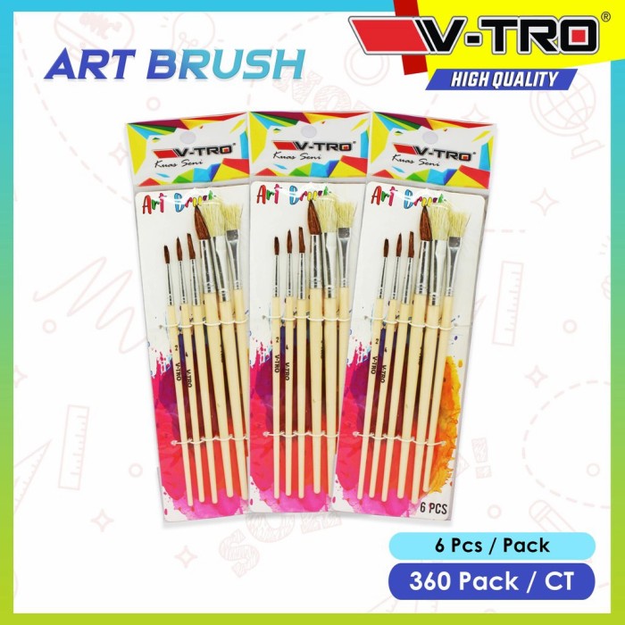 Jual Kuas Lukis Cat Air Set (6 pcs) vtro / 1pack kuas cat air arcylic ...