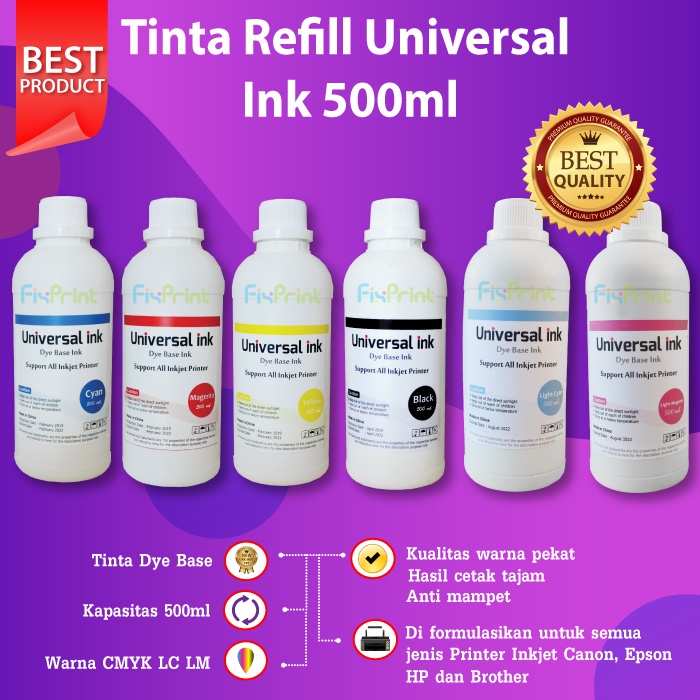 Jual Tinta Universal 500 ml refill Printer Epson 664 T664 673 001 003 ...