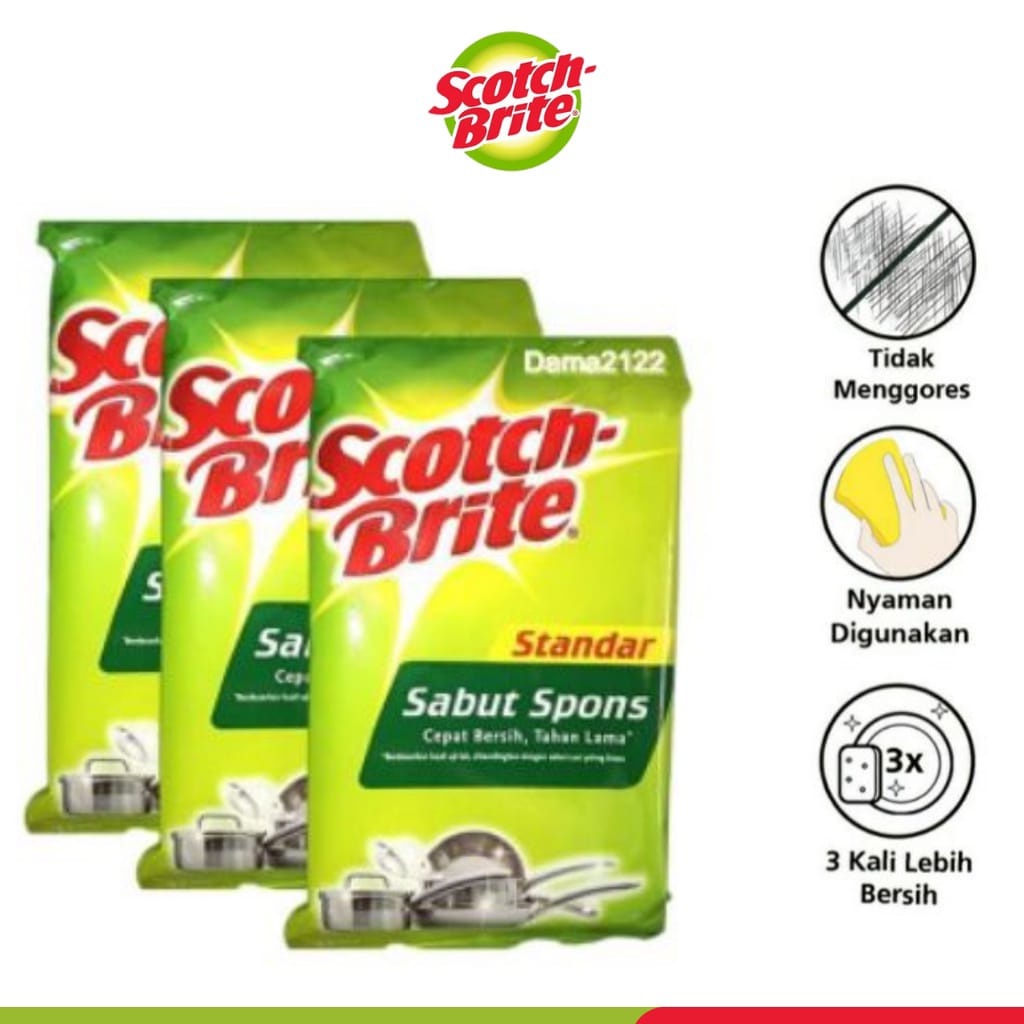 Jual Spon Scotch Brite 3M Standar Sabut Spons Cuci Piring | Shopee ...