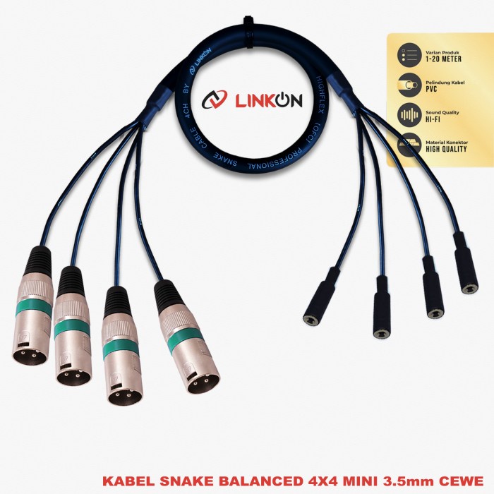 Jual Kabel Audio Snake Jack Canon 4x XLR Male To 4x Mini Stereo Cewe ...