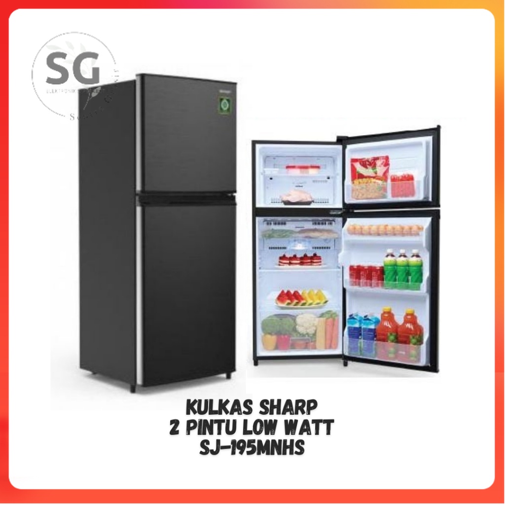Jual SHARP KULKAS 2 Pintu 172 Liter SJ-195MNHS 48 Watt / LOW WATT SJ-195MNHS / 195MNH / SJ195MNH ...
