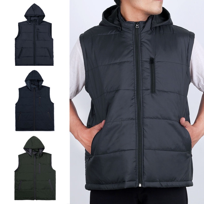 Jual Rompi Motor Pria Premium Jaket Vest Hoodie Kupluk Gelembung ...