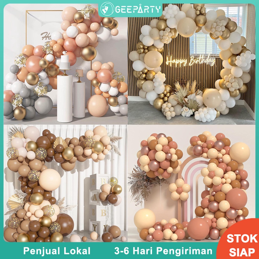 Jual GeeParty Retro Balon Garland Alpukat Hijau Khaki Confetti Metalik ...