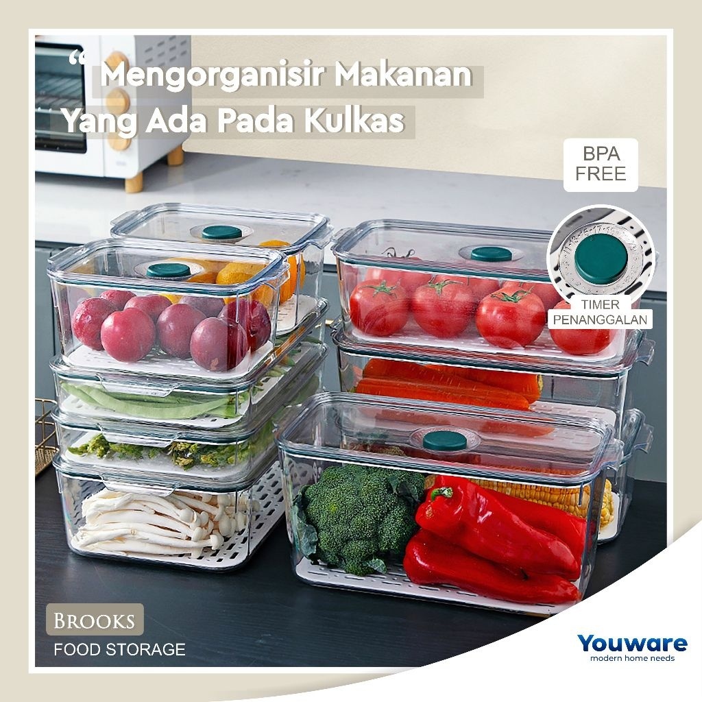 Jual Youware - Brooks Storage kulkas dengan aplikator penanggalan / Wadah Sayur / Kontainer ...