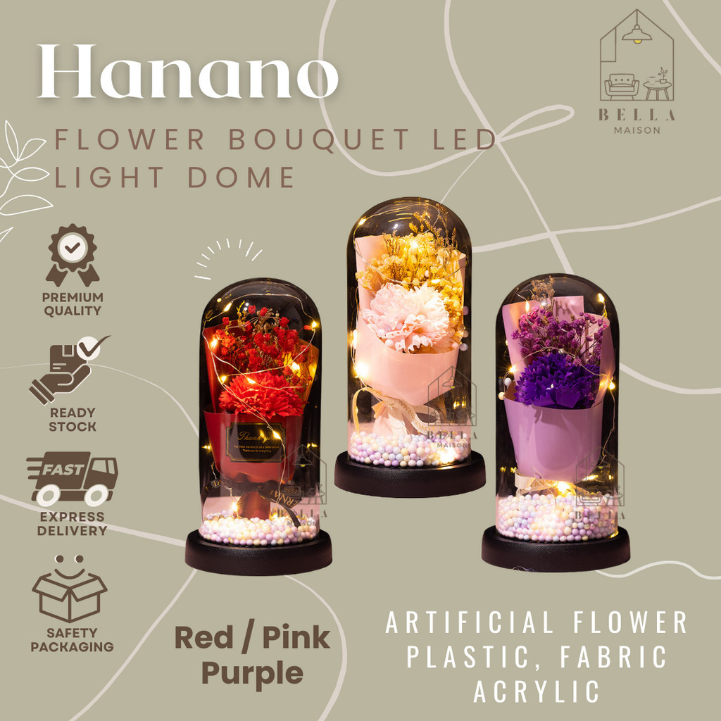 Jual Glass Dome Buket Bunga dengan Lampu Hadiah Valentine Gift HANAMO ...